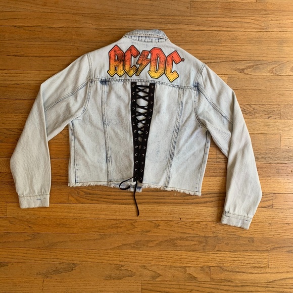 Forever 21 | Jackets & Coats | Acid Wash Crop Denim Acdc Jacket Wback Detail | Poshmark